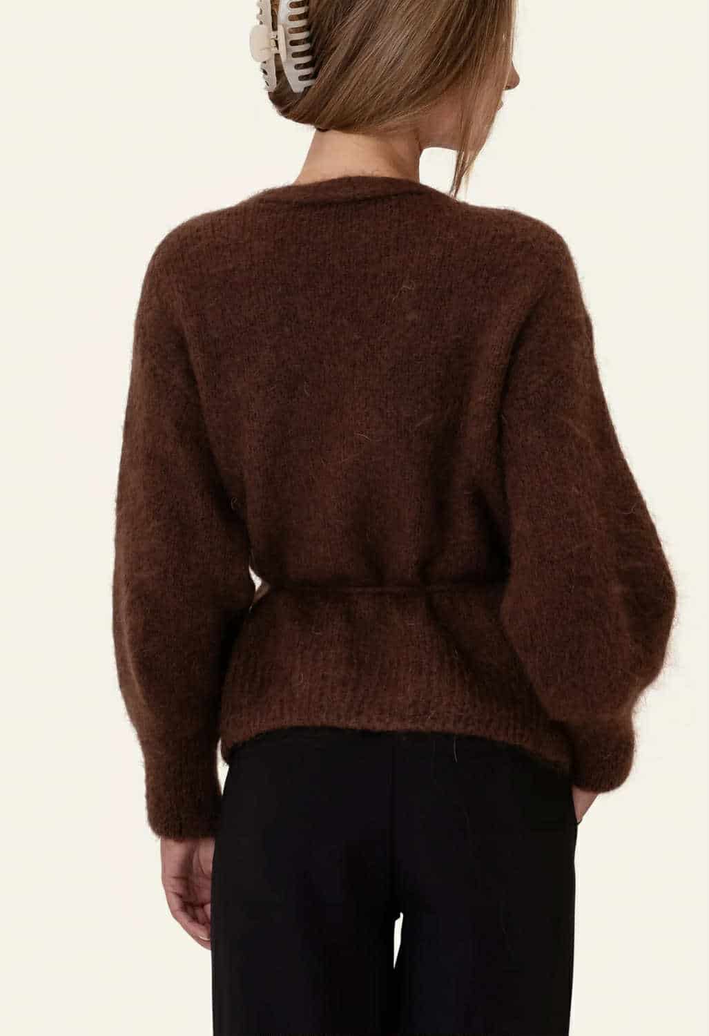 BY IC Ida Wrap Cardigan Dark Brown | Villa Flamingo