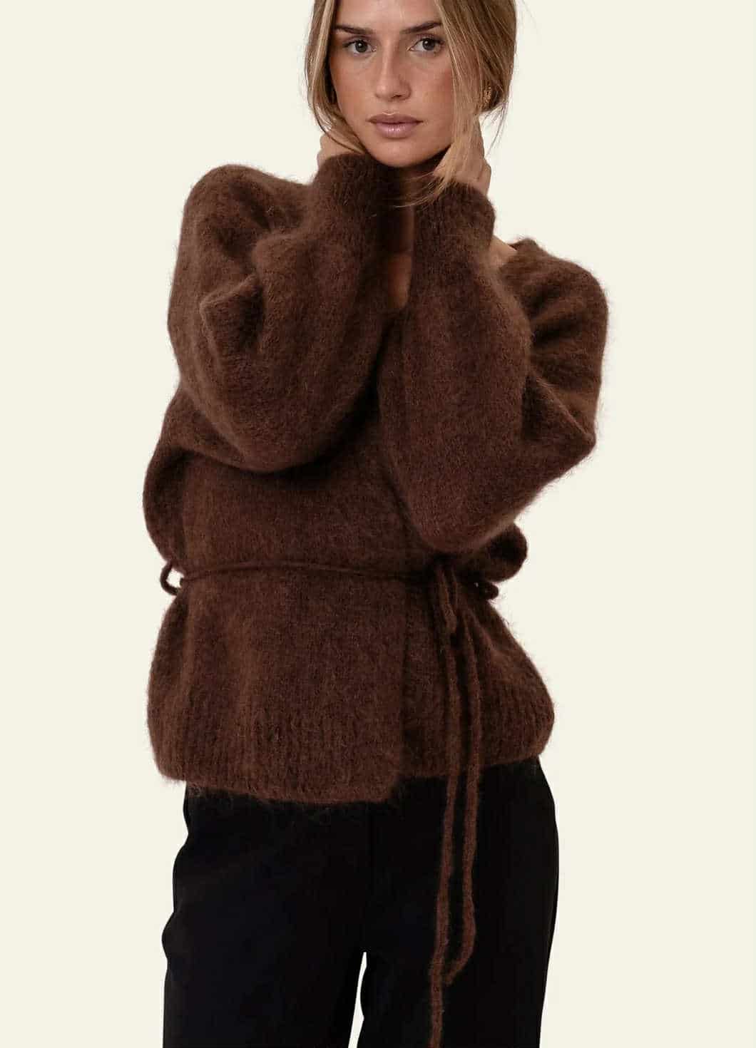 BY IC Ida Wrap Cardigan Dark Brown | Villa Flamingo